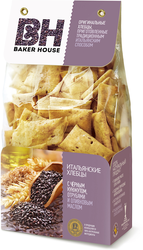 Italian crispbreads with black sesame, brans and olive oil, Baker hous ...