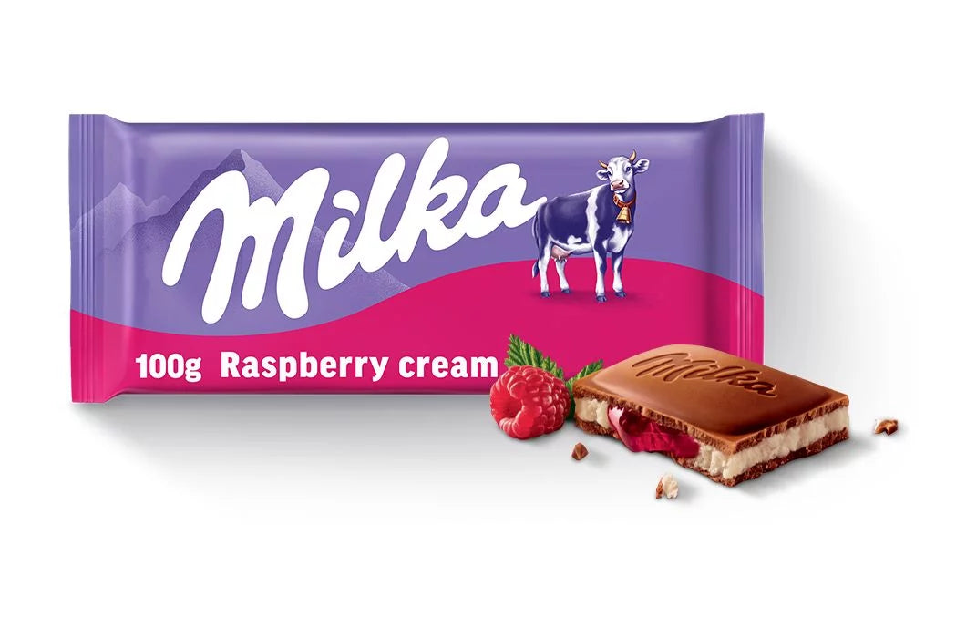 Chocolate bar with raspberry and creme Milka, 100 g – Buy Online at ...