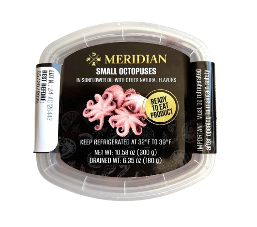 Small octopuses in sunflower oil, Meridian, 300 g – Buy Online at ...