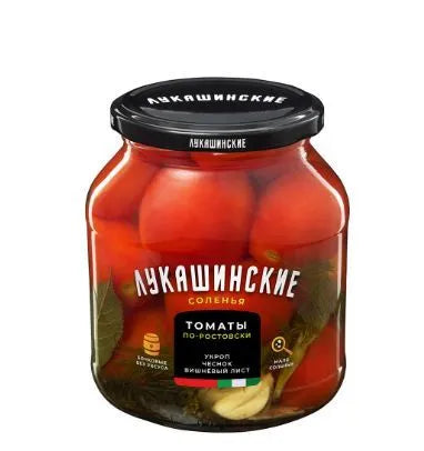 Salted tomatoes Rostov style with garlic, cherry leaves and dill, Luka ...