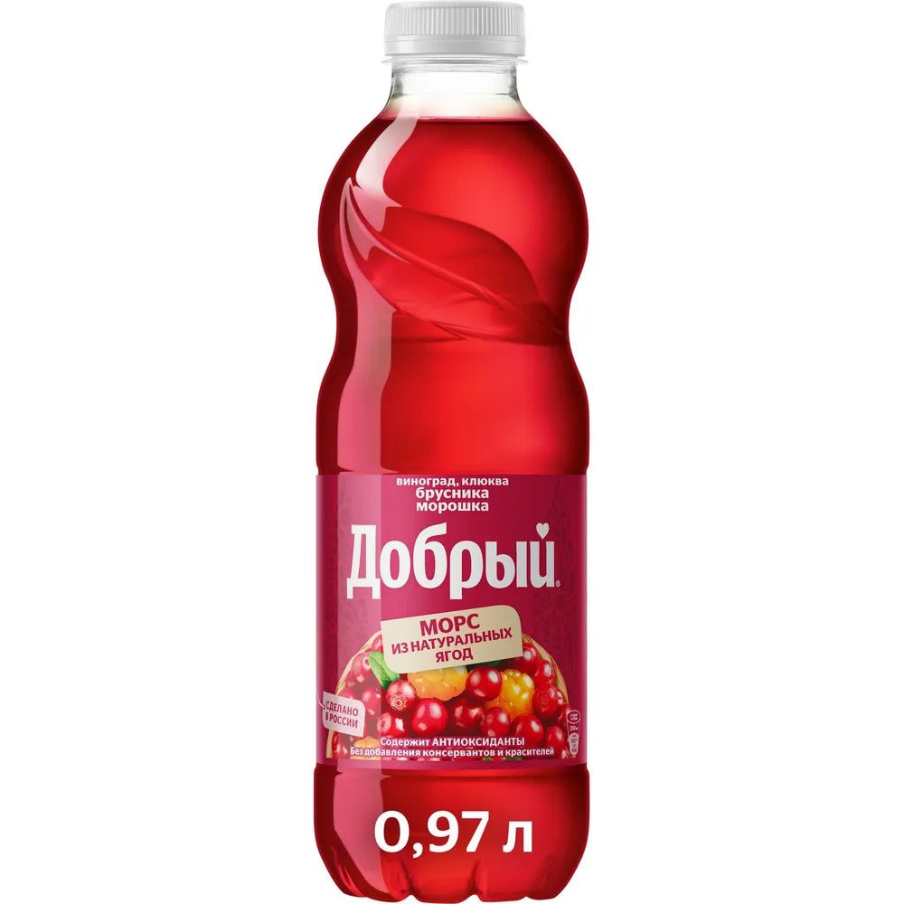 Cranberry and cowberry mors, Dobry, 970 ml – Buy Online at GastronomUSA