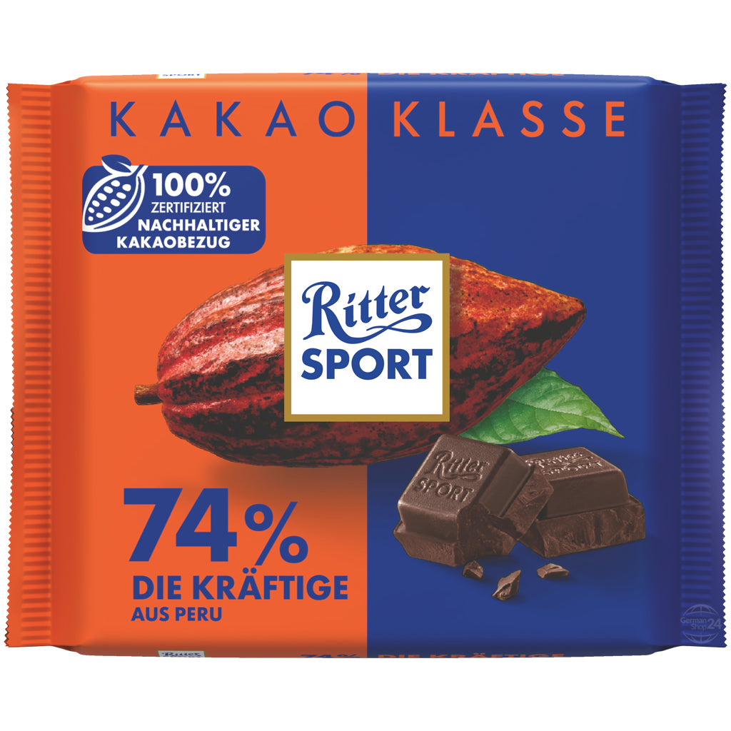 Ritter Sport chocolate bar 74% cocoa, 100 g – Buy Online at GastronomUSA
