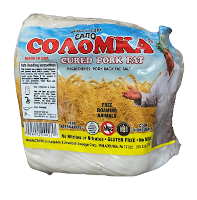 Salo cured pork fat, Solomka, +-1.1 lb/ 500 g – Buy Online at GastronomUSA