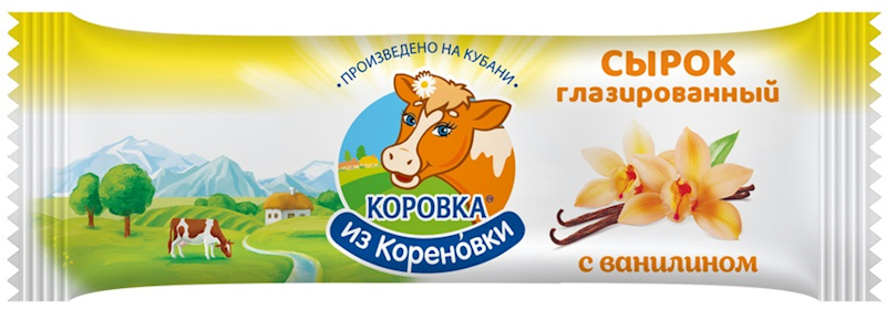 Cheese Bar (Syrok) with Vanilla Flavor Glaze, Korovka iz Korenovki, 40g ...
