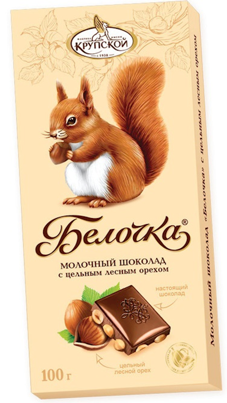 Belochka milk chocolate with whole hazelnut, Krupskoy, 100 g – Buy ...